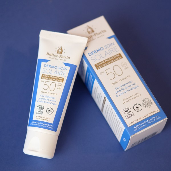 Dermo Soin Solaire bio SPF50 – Haute protection Peaux sensibles